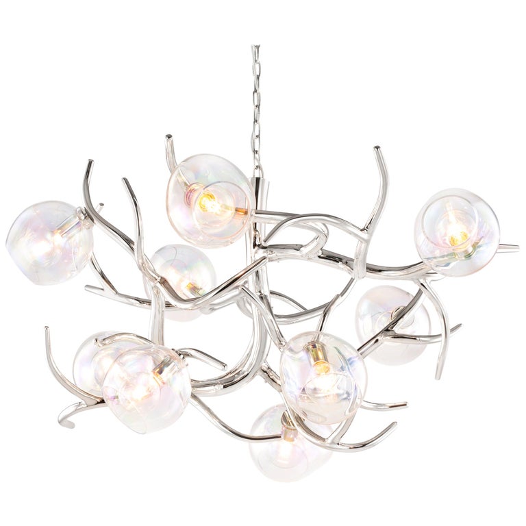 Lustre moderne en verre coloré avec finition en nickel - Collection ...