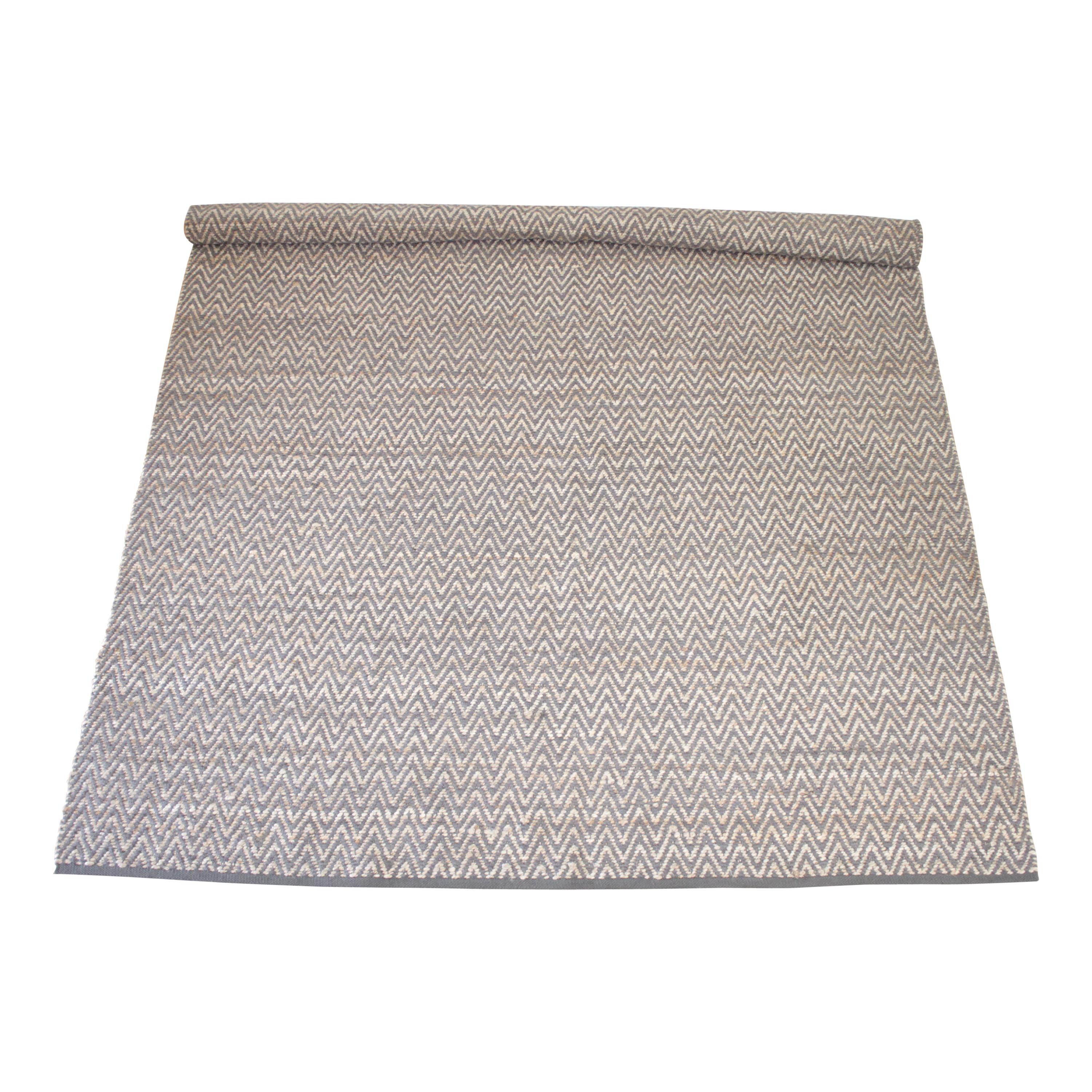 Modern Chevron Gray Wool And Natural Fiber Rug For Sale at 1stDibs