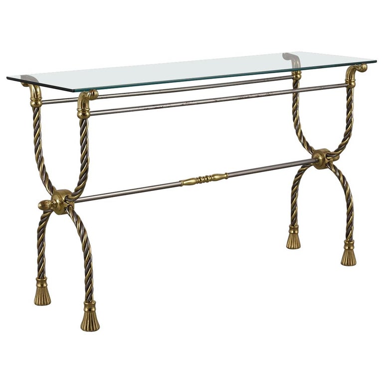 Modern Chrome and Brass Console Table For Sale at 1stDibs