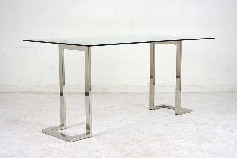 Modern Chrome and Glass Dining Table at 1stDibs