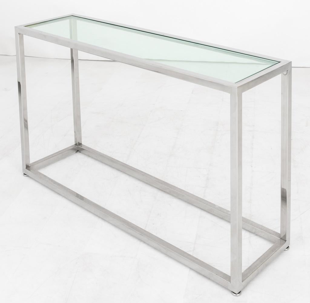 Modern Chrome Glass Top Console Table For Sale at 1stDibs