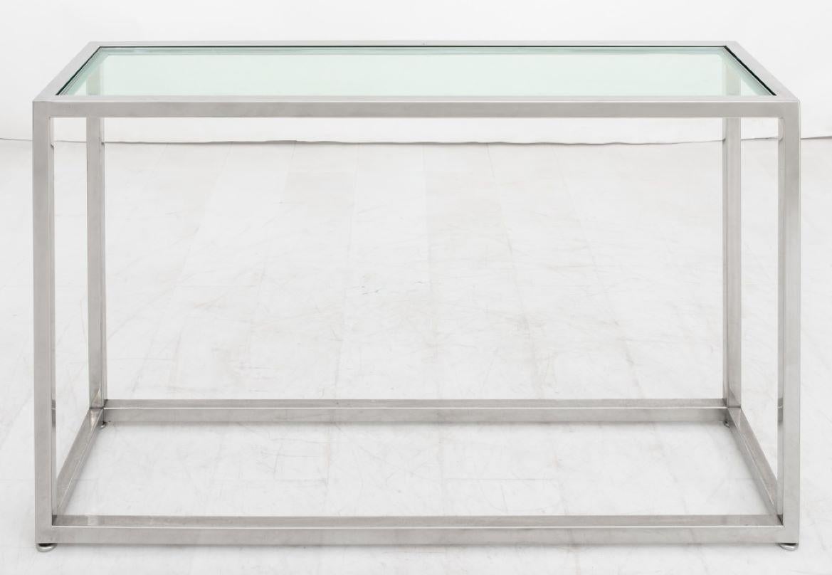 Modern Chrome Glass Top Console Table For Sale at 1stDibs