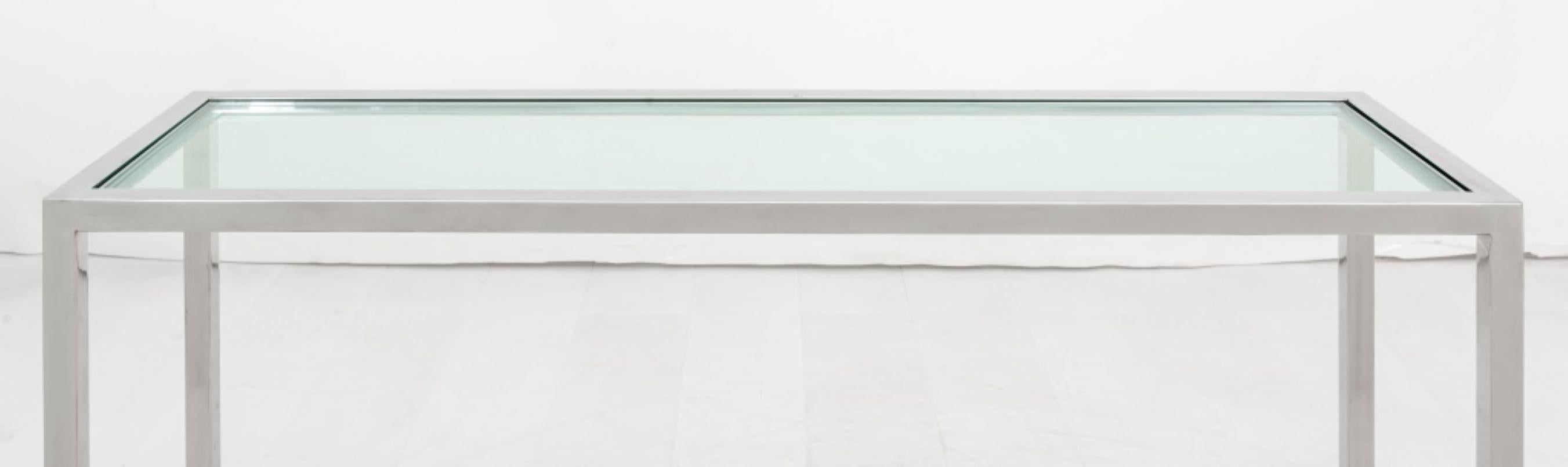 Modern Chrome Glass Top Console Table For Sale at 1stDibs