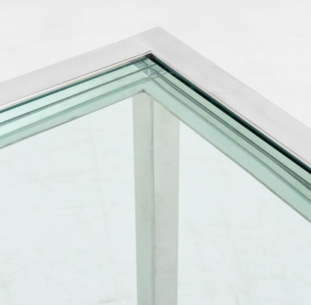 Modern Chrome Glass Top Console Table For Sale at 1stDibs