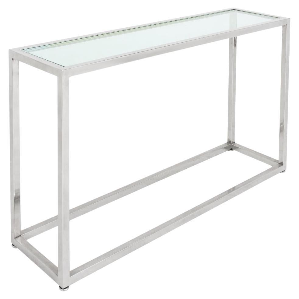 Modern Chrome Glass Top Console Table For Sale at 1stDibs
