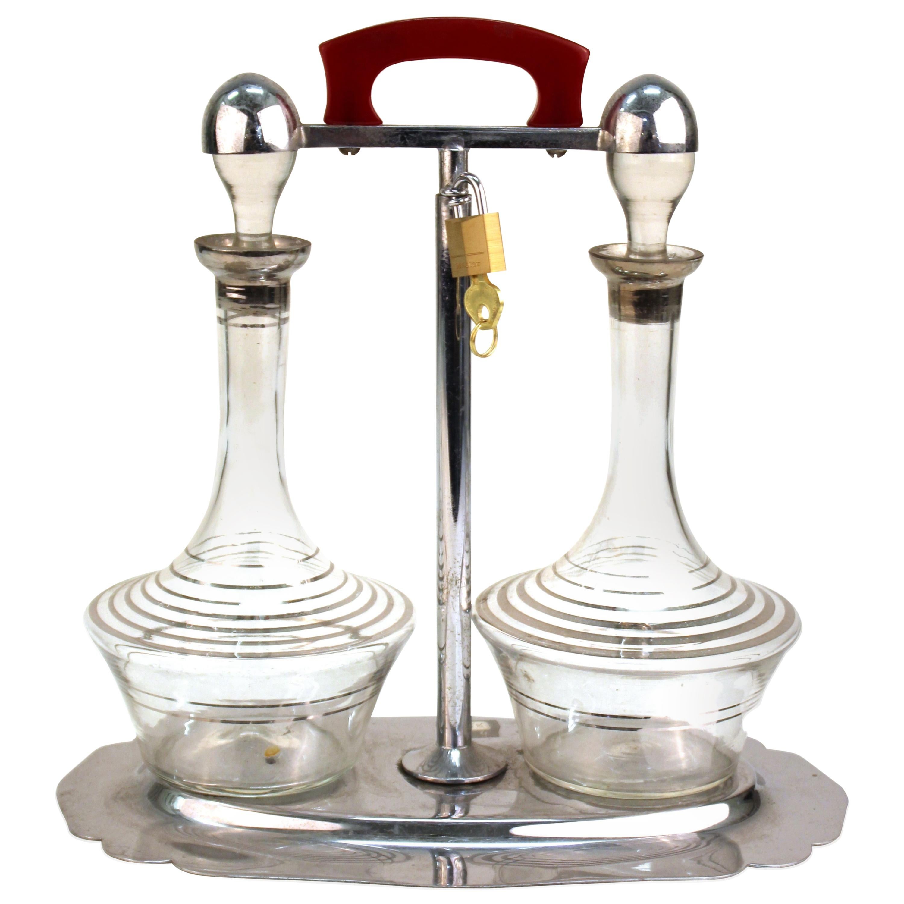 Modern Chrome Tantalus Lock with Silver Overlay at 1stDibs | modern ...