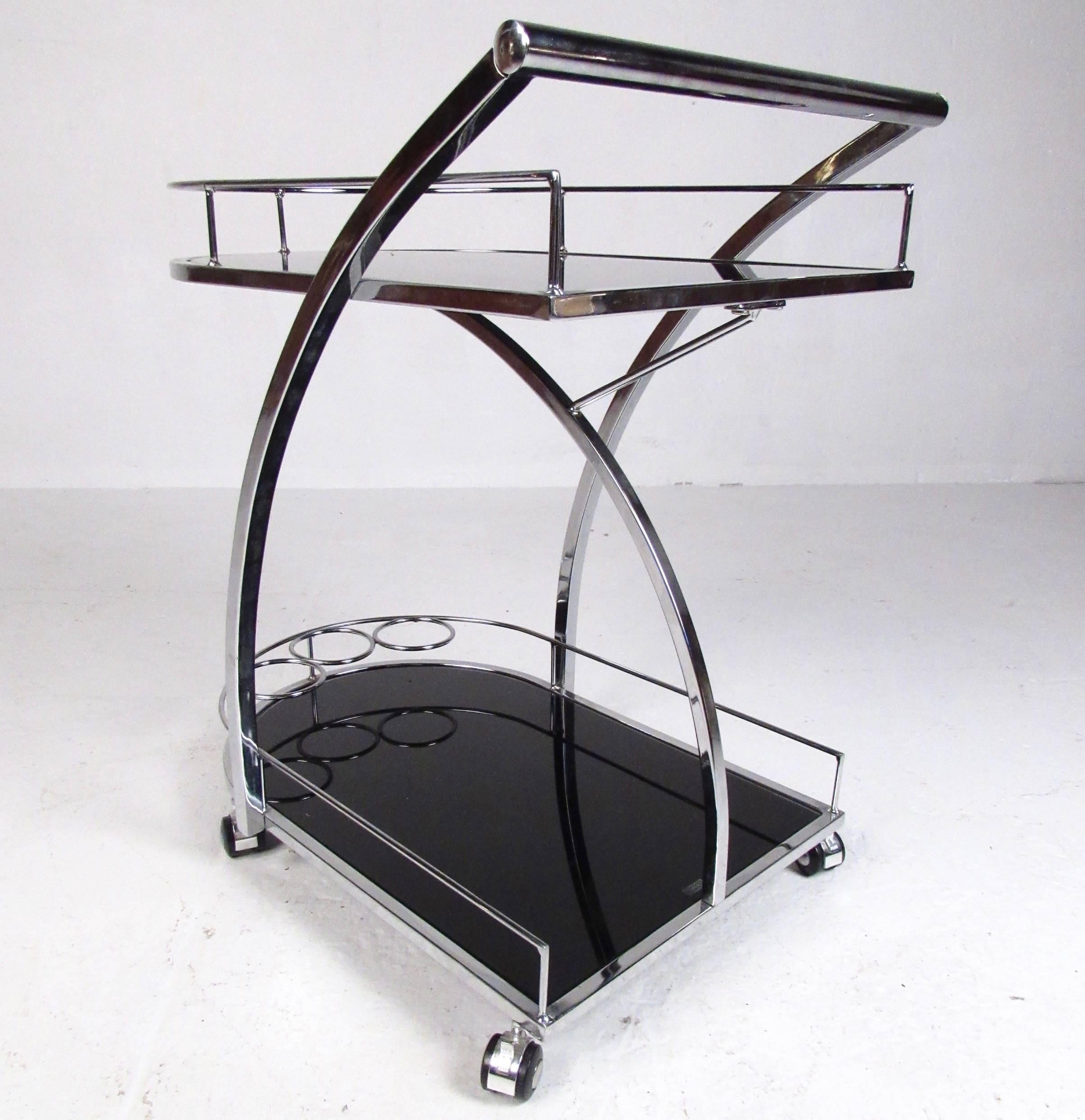 Modern Chrome Two-Tier Bar Cart For Sale at 1stDibs