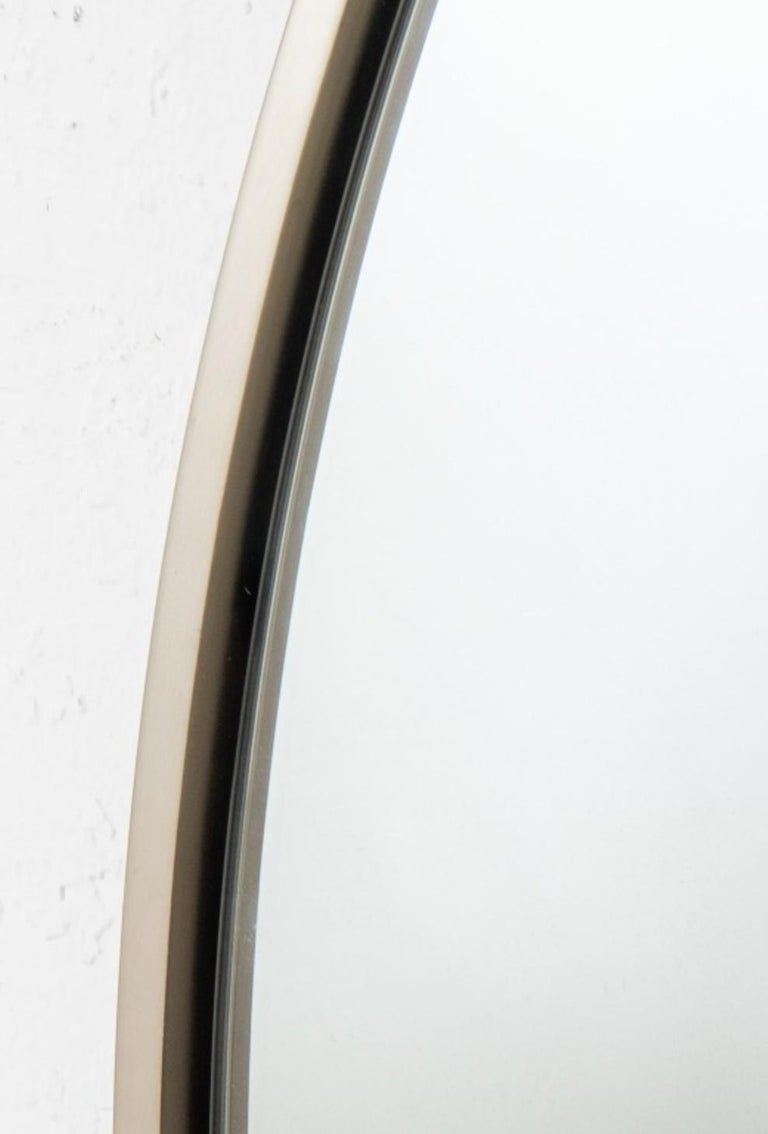 Modern Circular Mirror with Brushed Steel Frame For Sale at 1stDibs