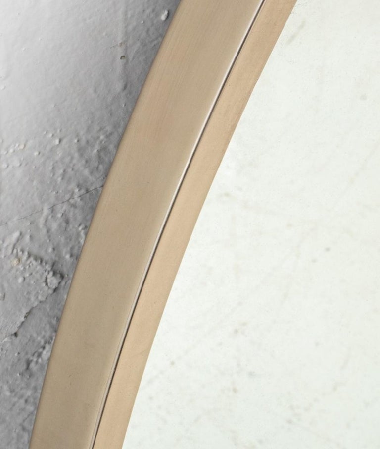 Modern Circular Mirror with Brushed Steel Frame For Sale at 1stDibs
