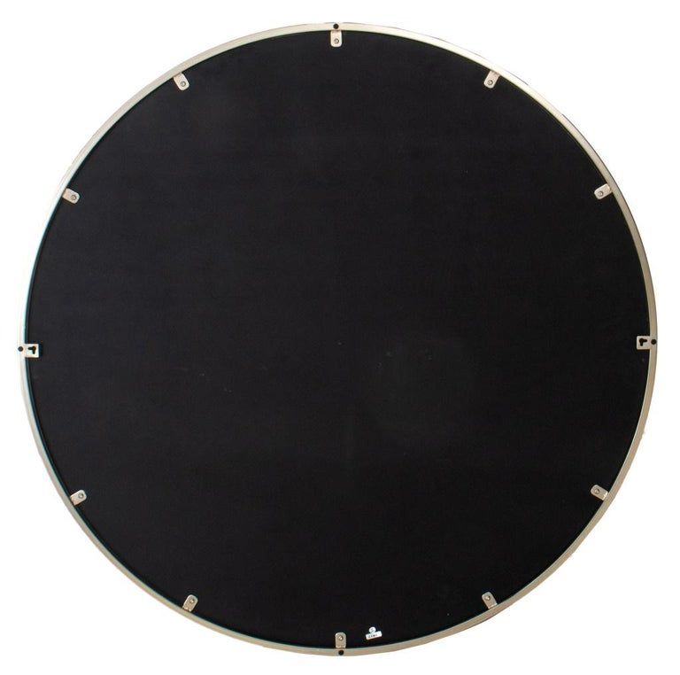 Modern Circular Mirror with Brushed Steel Frame For Sale at 1stDibs