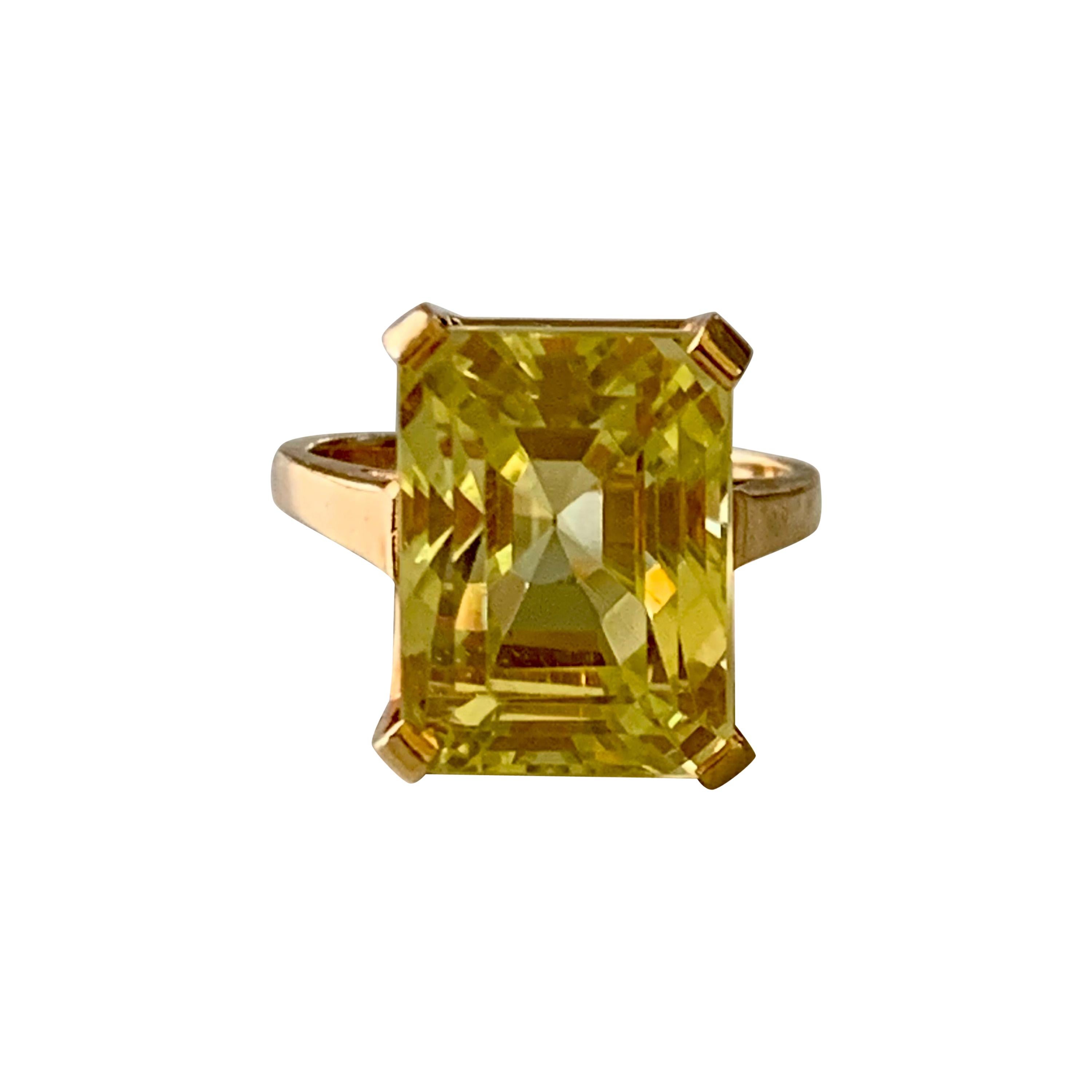 Mid-Century Modern Citrine Ring Finland 14 Karat Gold 1960 Scandinavian ...