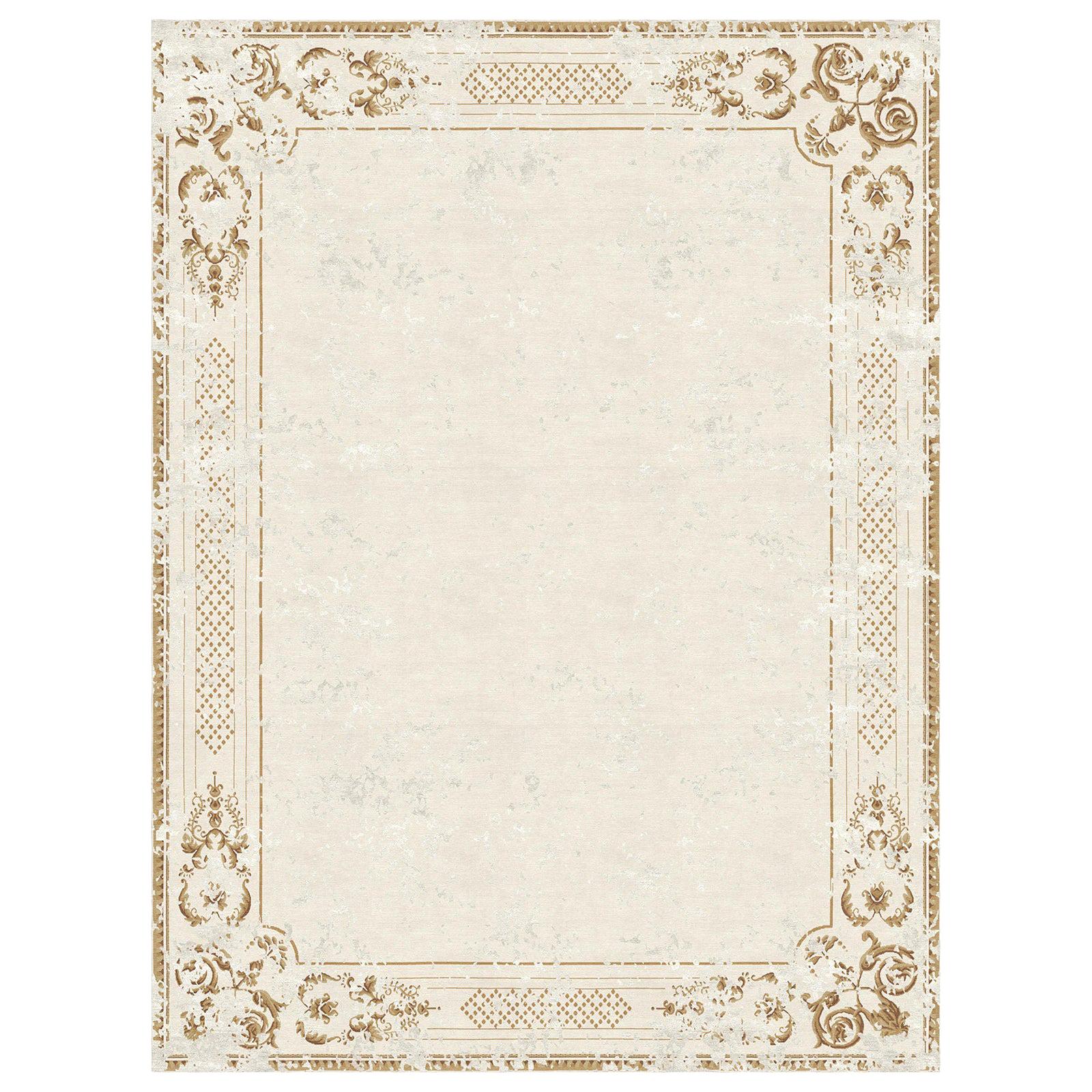 Modern classic beige rug Floral pattern - Ornate Stucco Antique White ...