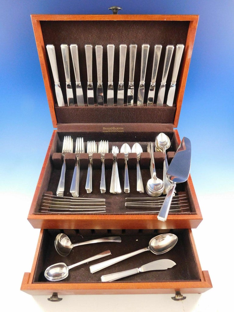 Modern Classic by Lunt Sterling Silver Flatware Set for 12 Service 101 ...