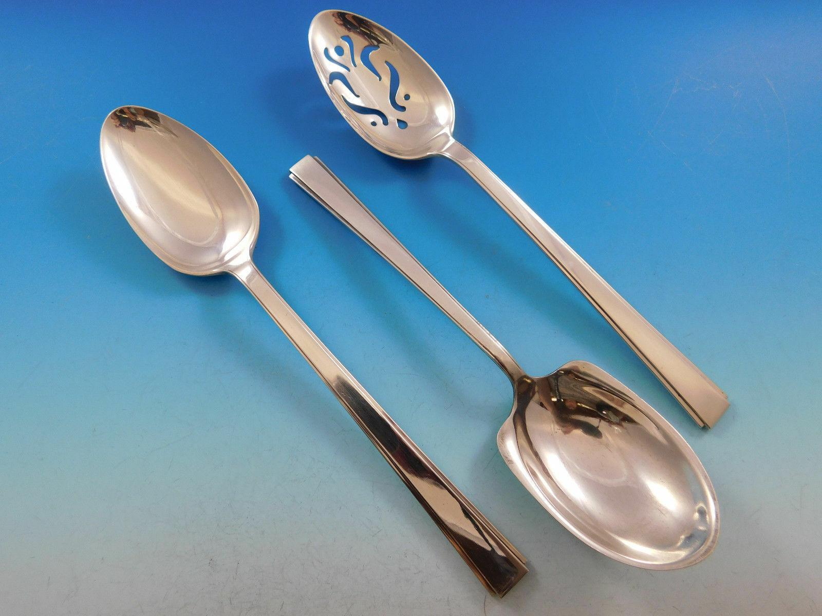Modern Classic by Lunt Sterling Silver Flatware Set for 12 Service 114 ...