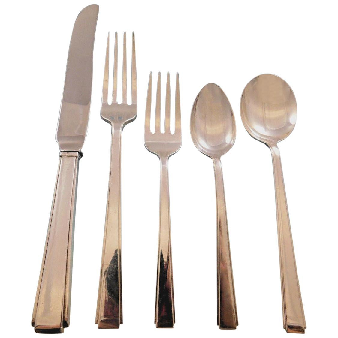 Modern American by Lunt Sterling Silver Flatware Set for 12 Service 88 ...