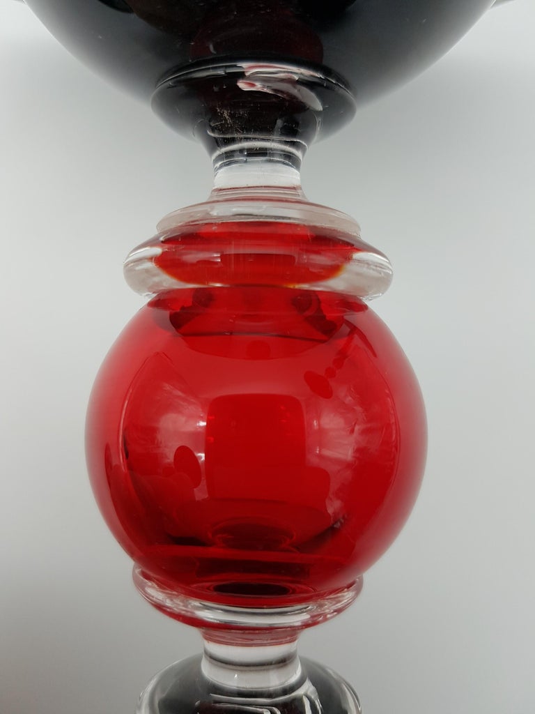 Modern Classic Murano Glass Candlesticks, Black and Red Color by ...