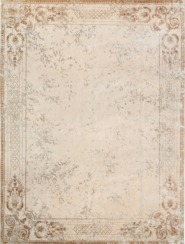 Modern Classic Rug Floral Pattern, Ornate Stucco Antique White, Medium ...