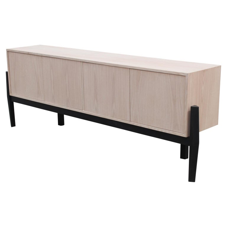 Modern Clean Lined Black and Natural Finish Two-Tone Sideboard or ...