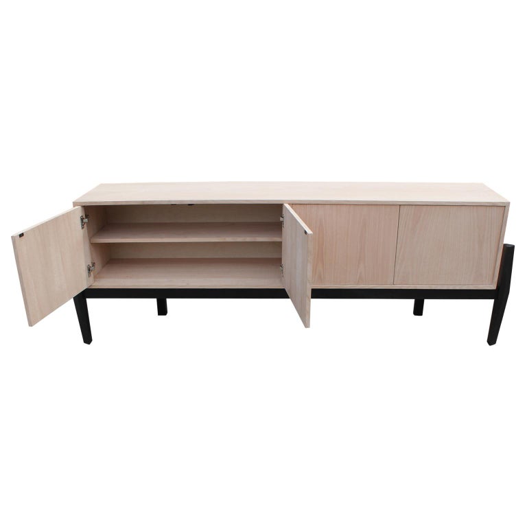 Modern Clean Lined Black and Natural Finish Two-Tone Sideboard or ...