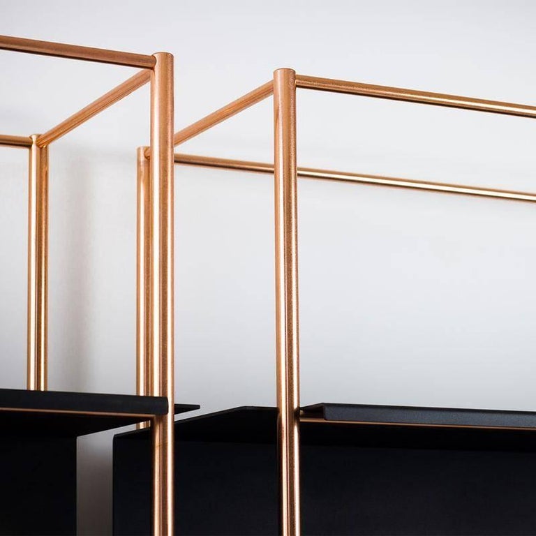 Modern Clean Lined Copper and Black Powder Coated Steel Metal Shelf ...