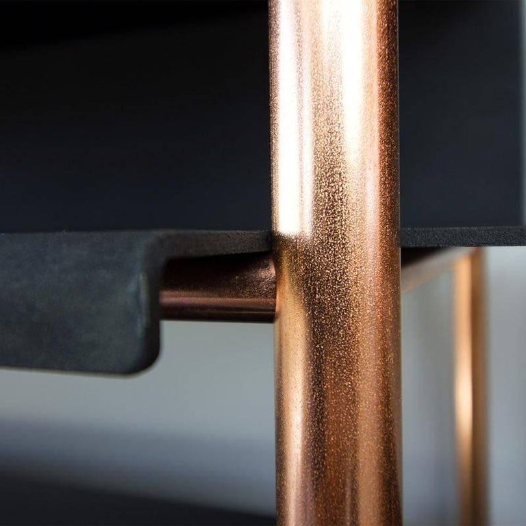 Modern Clean Lined Copper and Black Powder Coated Steel Metal Shelf ...