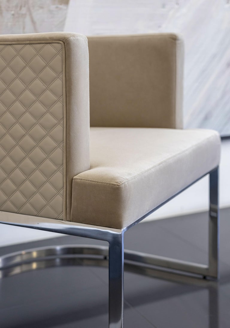 Modern Club Chair Made with Stainless Steel, Velvet and Leather by ...