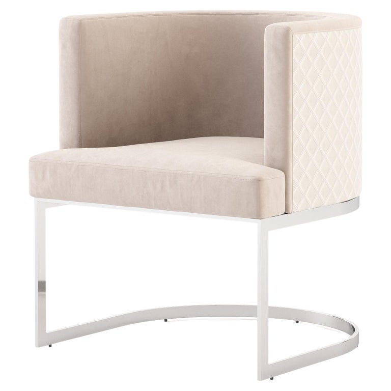 Modern Club Chair Made with Stainless Steel, Velvet and Leather by ...