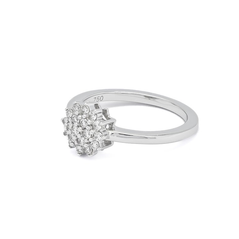 Customizable Modern Cluster White Gold Ring with 0.33ct Natural ...