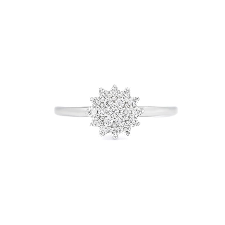 Customizable Modern Cluster White Gold Ring with 0.33ct Natural ...