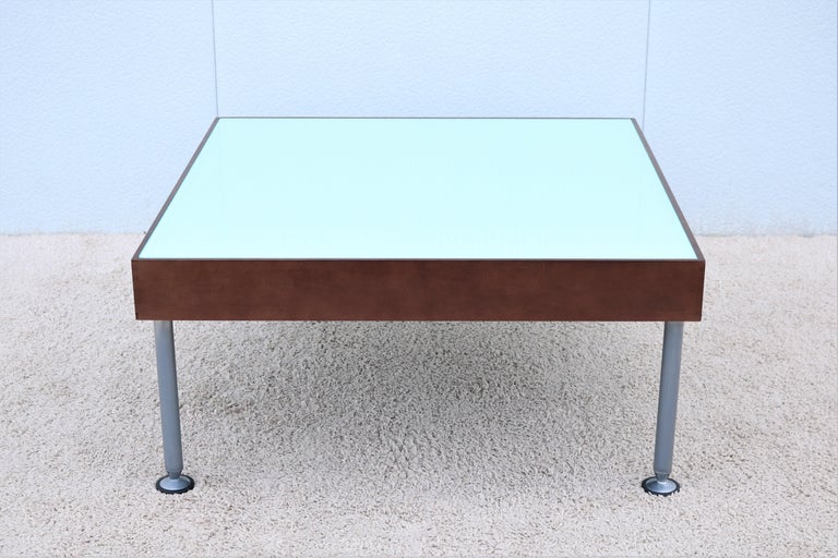 Modern Coalesse and Steelcase Sidewalk Glass Top Square Coffee Table or ...