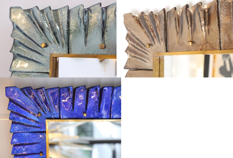 Rectangular Murano Cobalt Blue Glass Mirror For Sale at 1stDibs