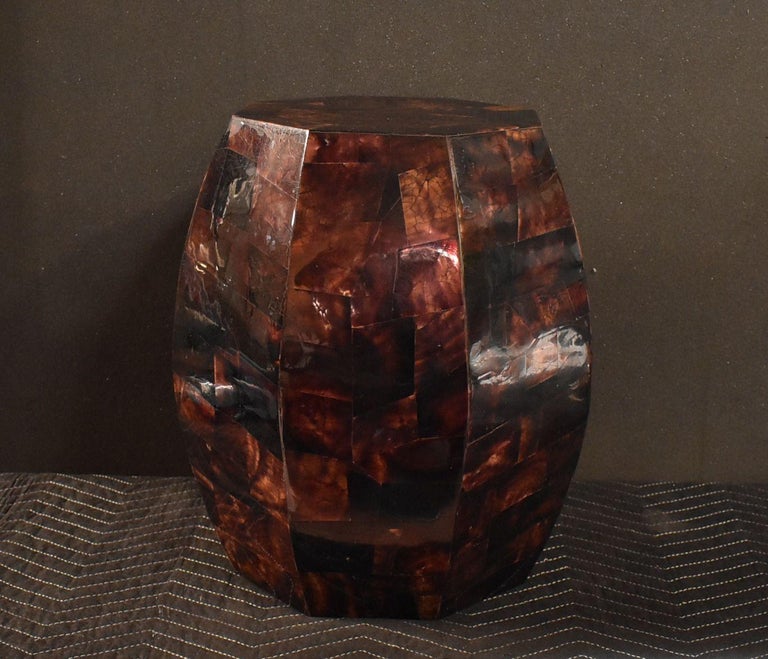 Modern Coconut Shell Inlay Side Table For Sale at 1stDibs