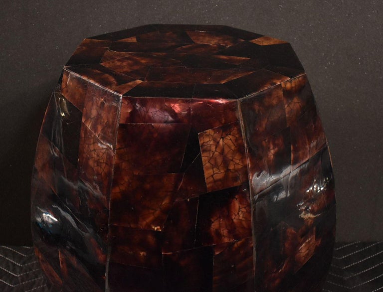 Modern Coconut Shell Inlay Side Table For Sale at 1stDibs