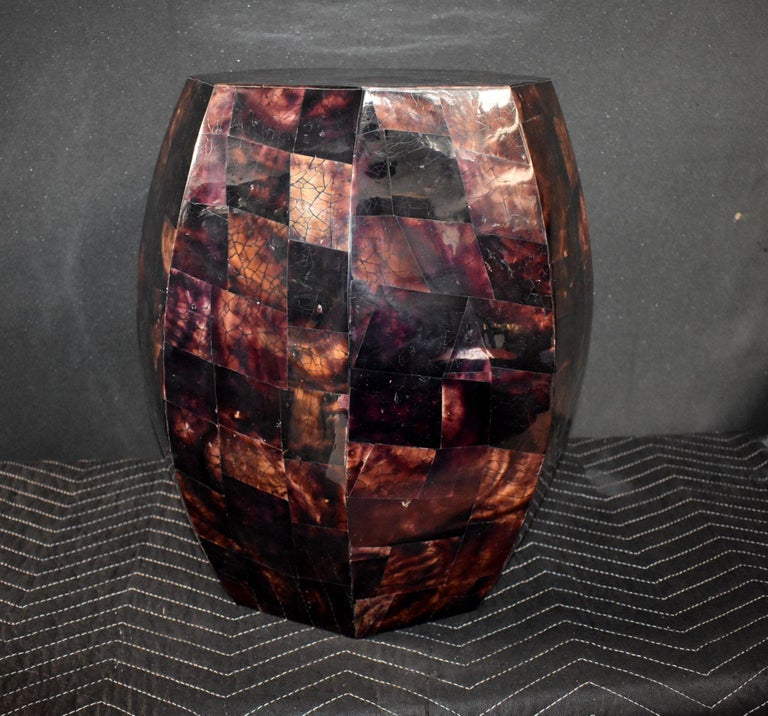 Modern Coconut Shell Inlay Side Table For Sale at 1stDibs