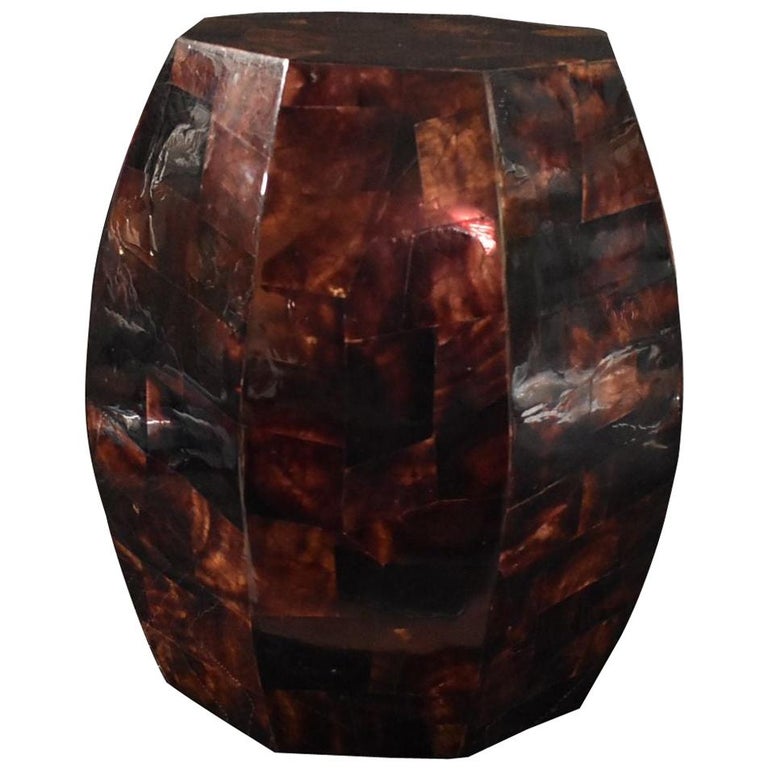 Modern Coconut Shell Inlay Side Table For Sale at 1stDibs
