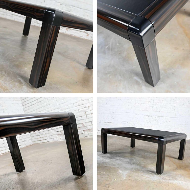 Modern Coffee Table Black and Faux Lacquer Black Leather Top Signed ...