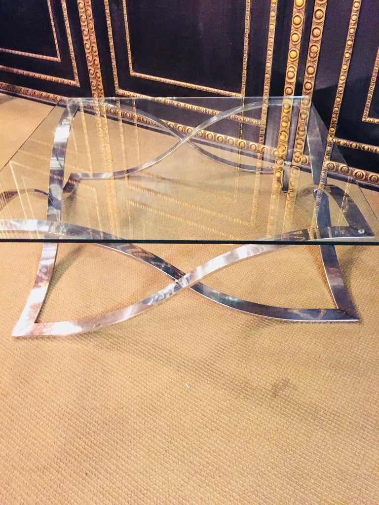 Modern Coffee Table Chrome Frame For Sale at 1stDibs