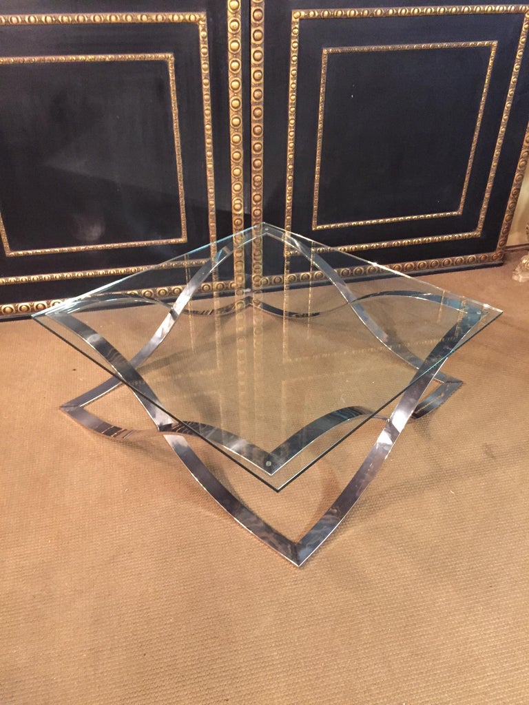 Modern Coffee Table Chrome Frame For Sale at 1stDibs