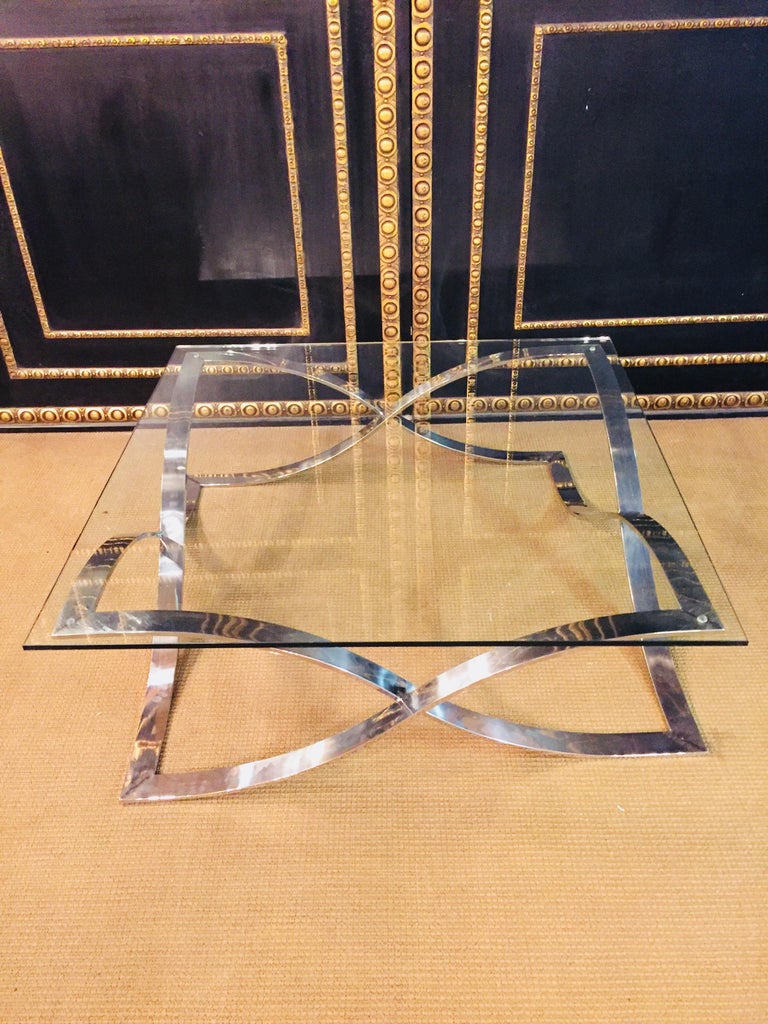 Modern Coffee Table Chrome Frame For Sale at 1stDibs