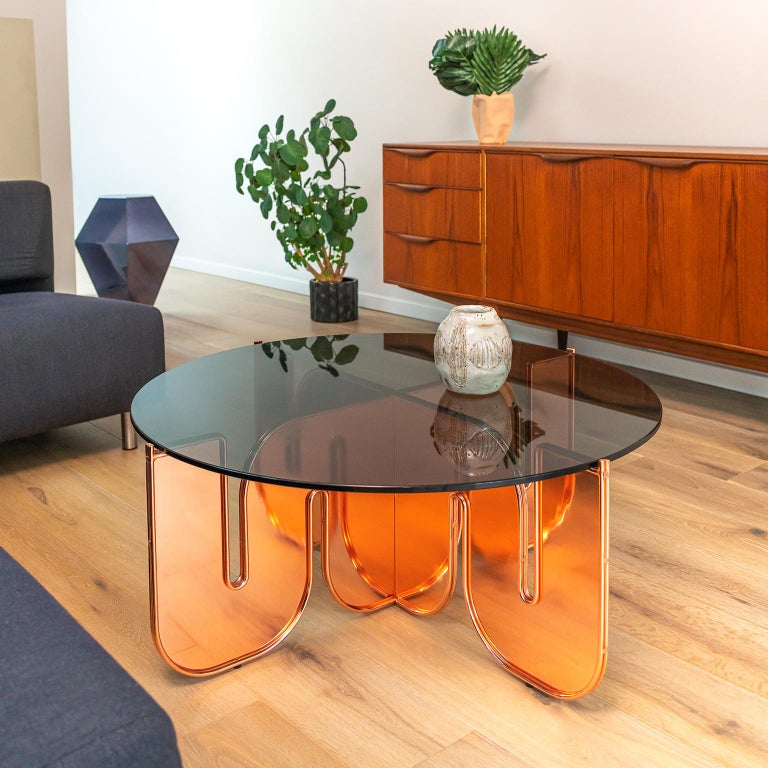 Modern Coffee Table, Flat Pack Center Table in Electric Blue, Clear ...