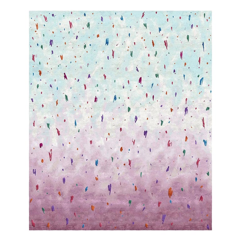 Modern Colorful Rug blue pink for Child's room Wool Silk - Air, In ...