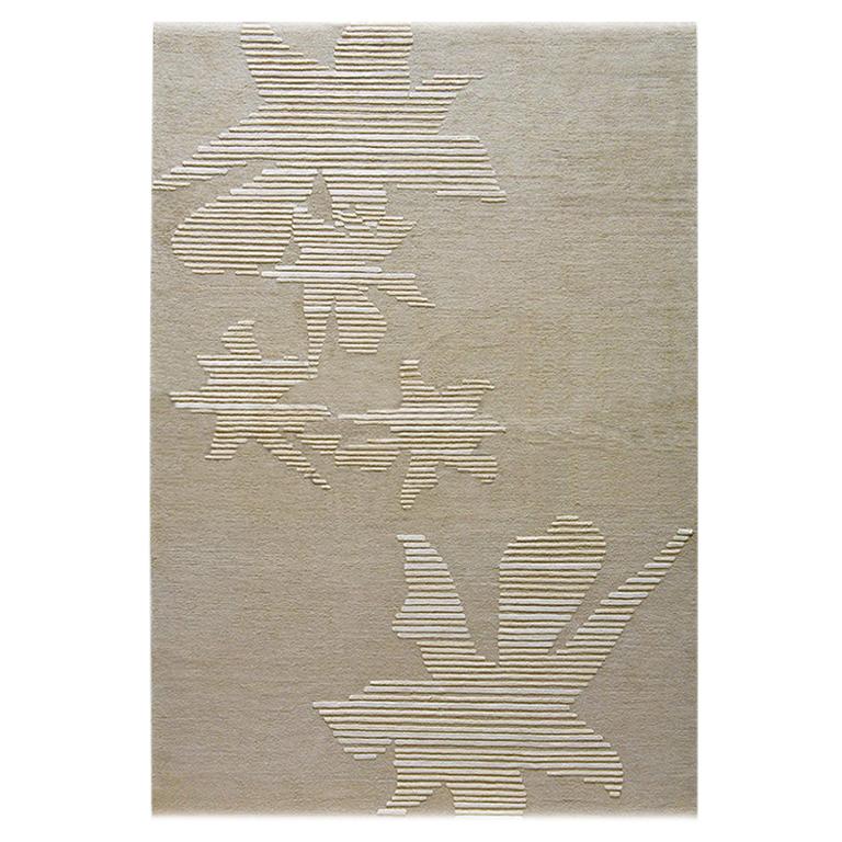 Modern Contemporary Area Rug Beige Taupe, Handmade of Silk and Wool ...