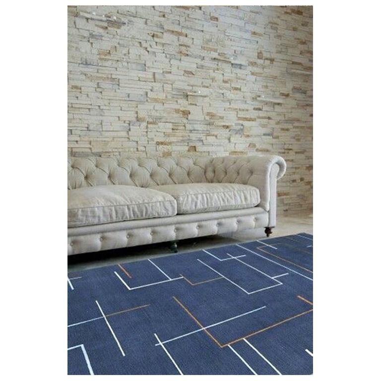 Modern Contemporary Area Rug in Beige, Handmade of Silk and Wool, "City ...