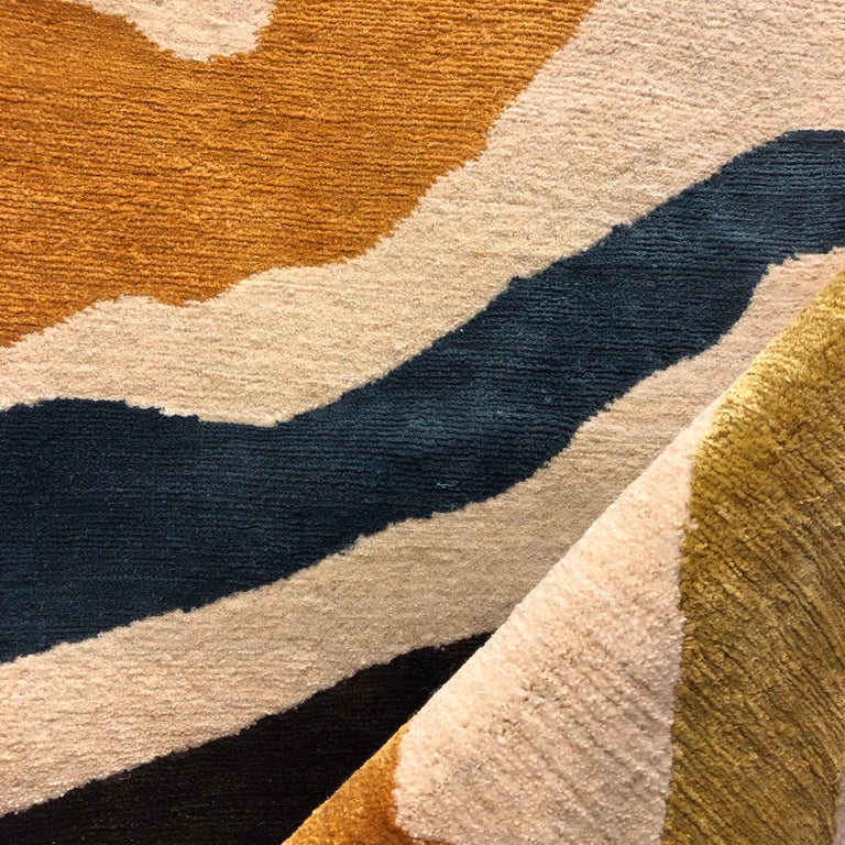 Modern Contemporary Area Rug in Colors, Handmade of Silk and Wool ...