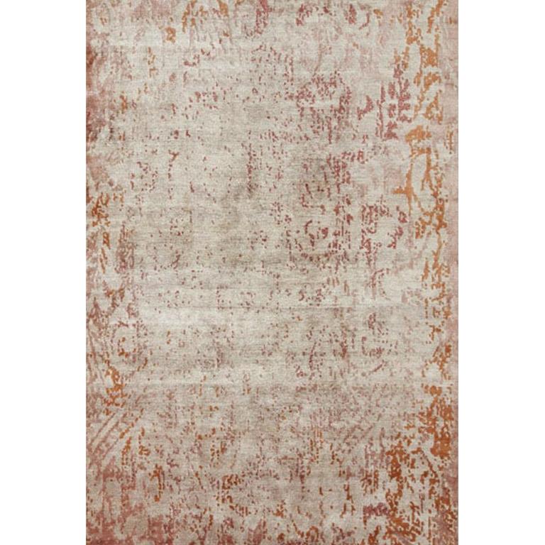 Modern Contemporary Area Rug in Red, Handmade of 100% Silk, "Allure ...