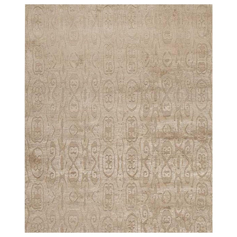 Modern Contemporary Area Rug in Taupe, Handmade of Silk and Wool ...