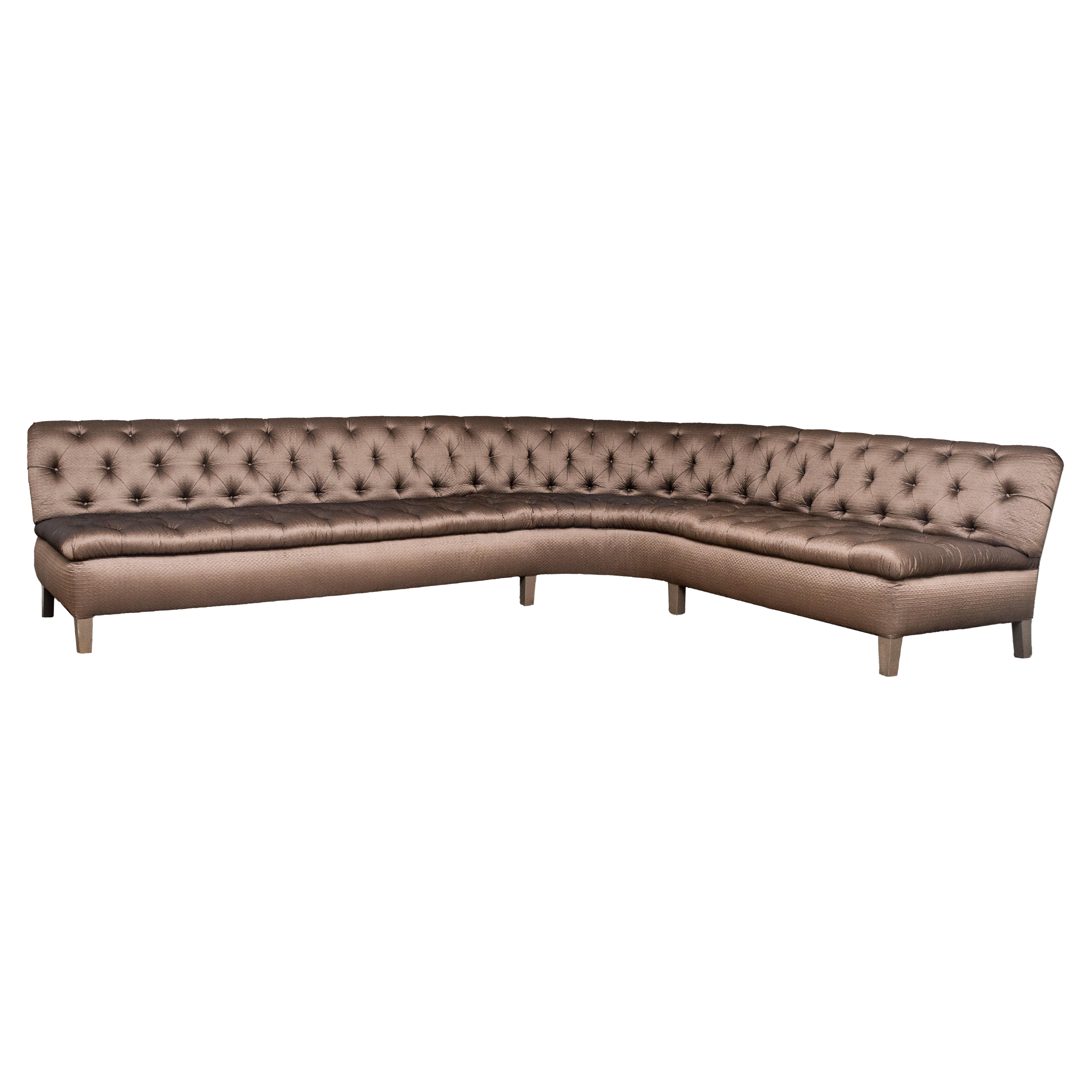 Vintage Modern Contemporary Curved Serpentine Sofa For Sale at 1stDibs