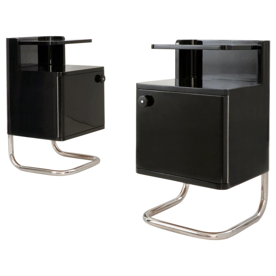 Modernist Secretary Showcase, Lacquered Wood, Chrome-Plated Metal ...