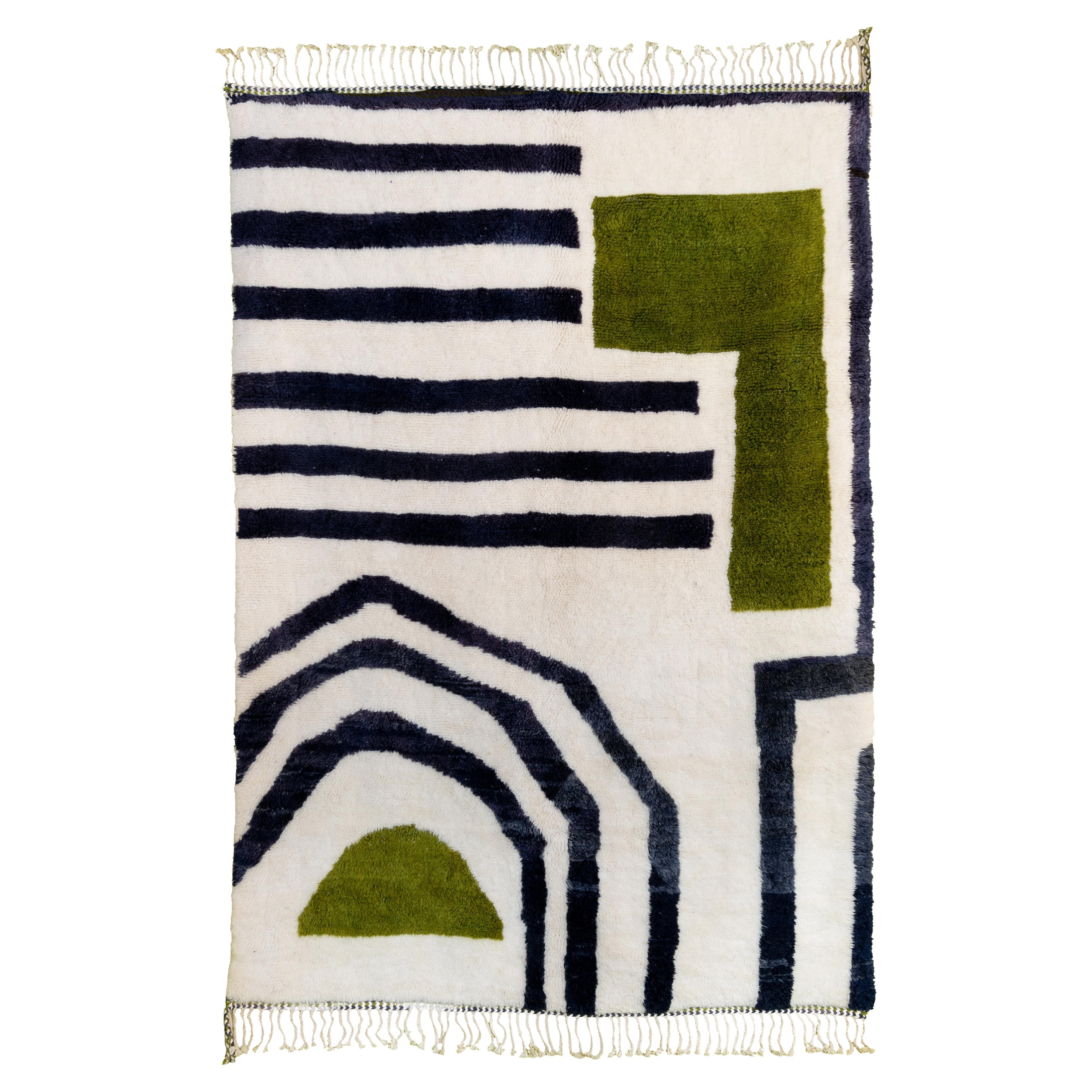 Contemporary Moroccan Rug Made of Natural Black Wool at 1stDibs