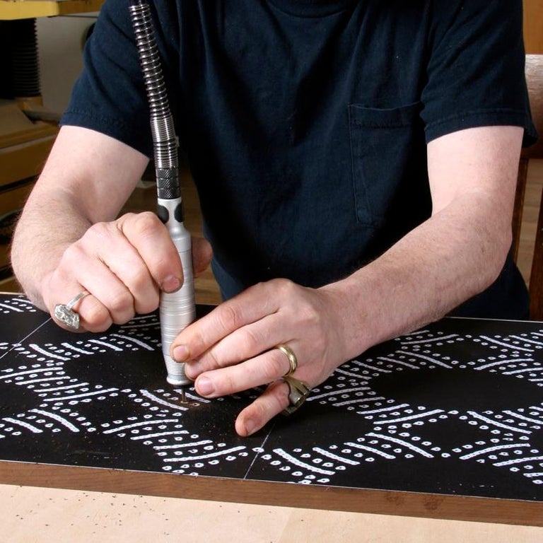 Modern Contemporary Nail Inlay Bench No. 301 by Peter Sandback walnut ...